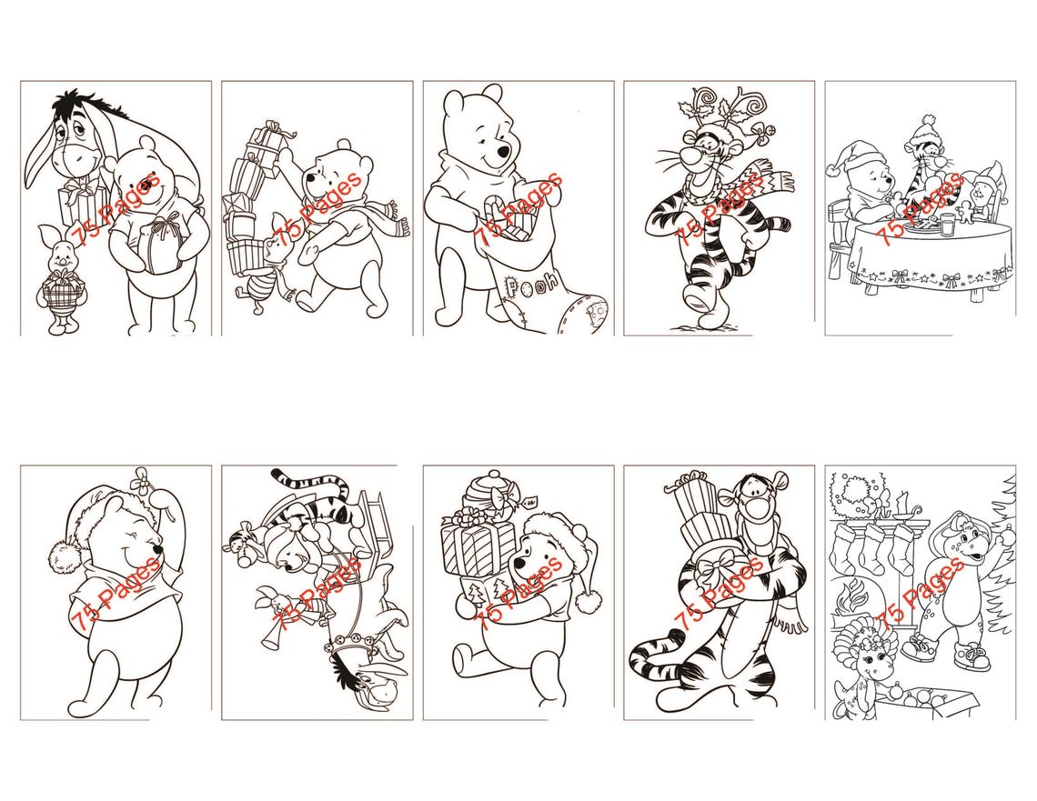 75 Pages-christmas Coloring Pages, Festive Kids Winter Activity (PDF ...