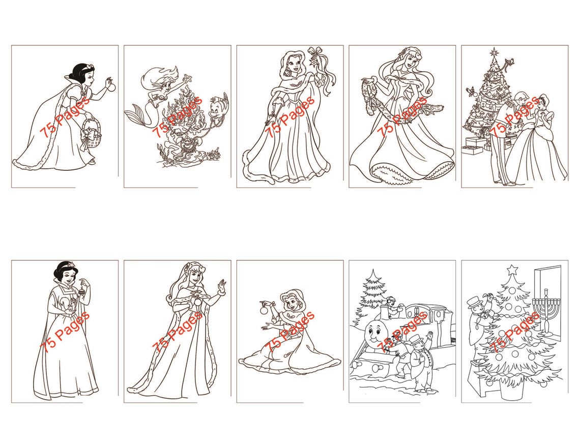 75 Pages-christmas Coloring Pages, Festive Kids Winter Activity (PDF ...