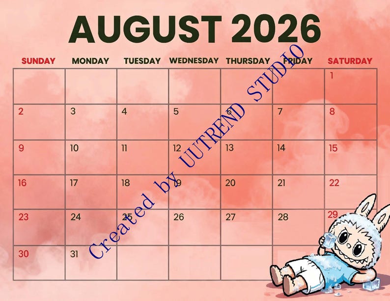13 PAGES - 2026 Calendar - Labubu Theme - Printable Designs (PDF) - Etsy