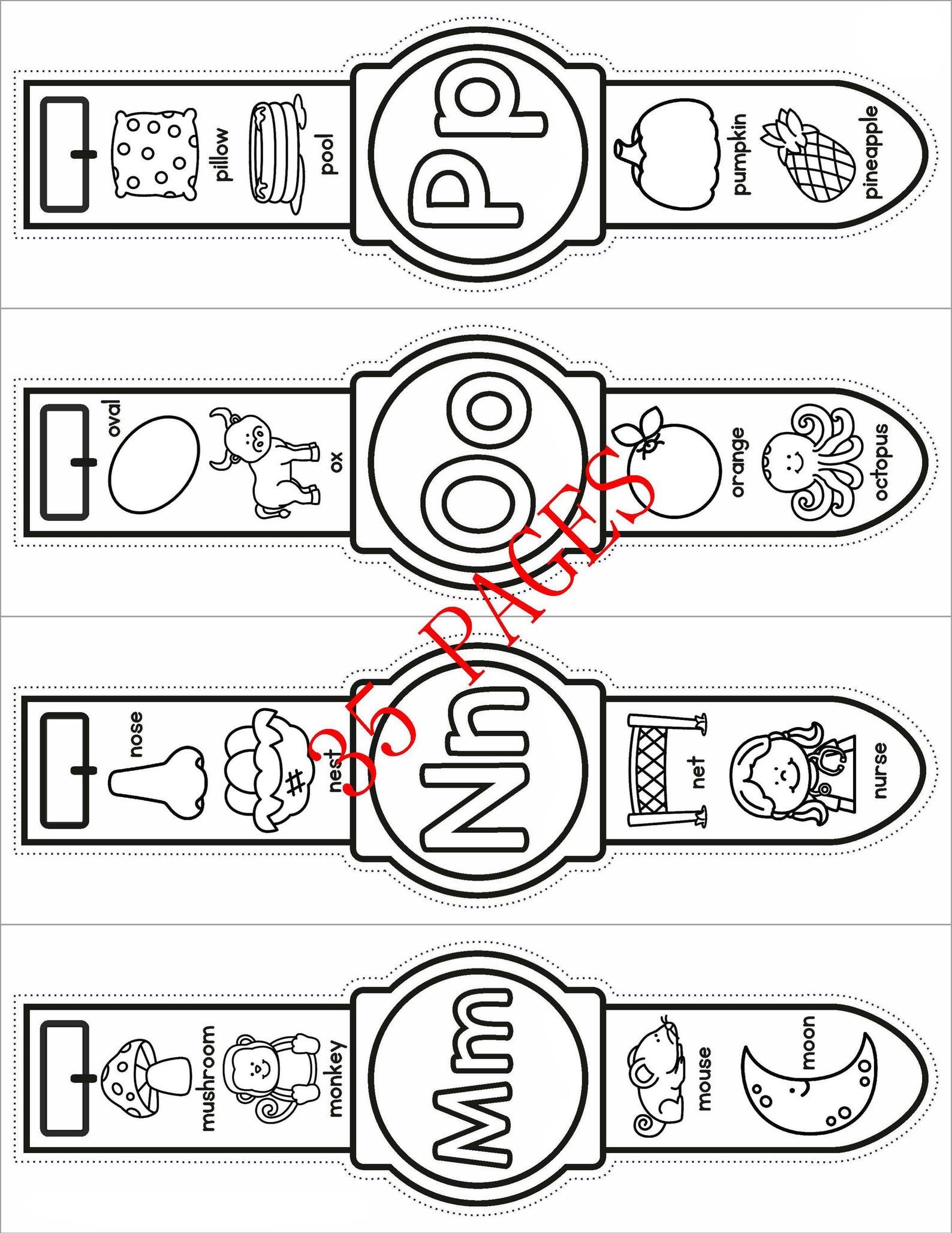 35 Pages - Alphabet Coloring Watches | A-Z Letter Practice (printable ...
