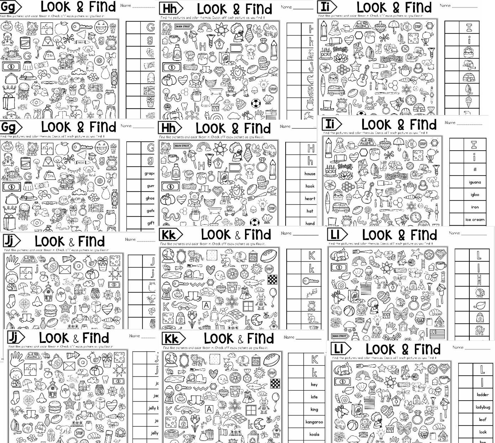 70 Pages-look & Find Hidden Picture Puzzle: Printable Activity (instant ...