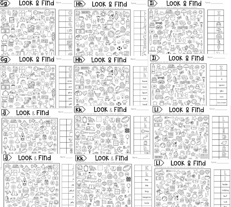 70 Pages-look & Find Hidden Picture Puzzle: Printable Activity (instant ...
