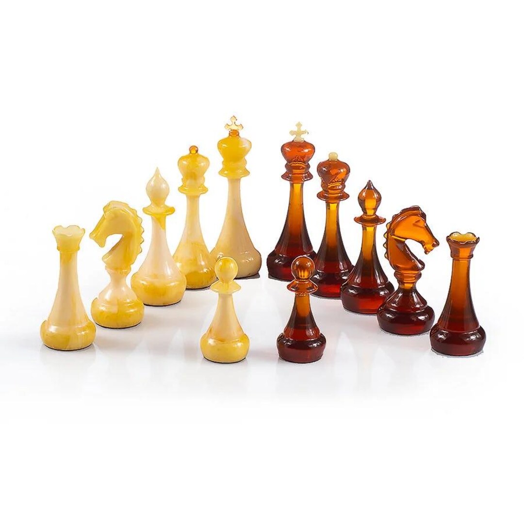 Classic Amber Chess Pieces in Cognac and White Colors,luxury Baltic ...