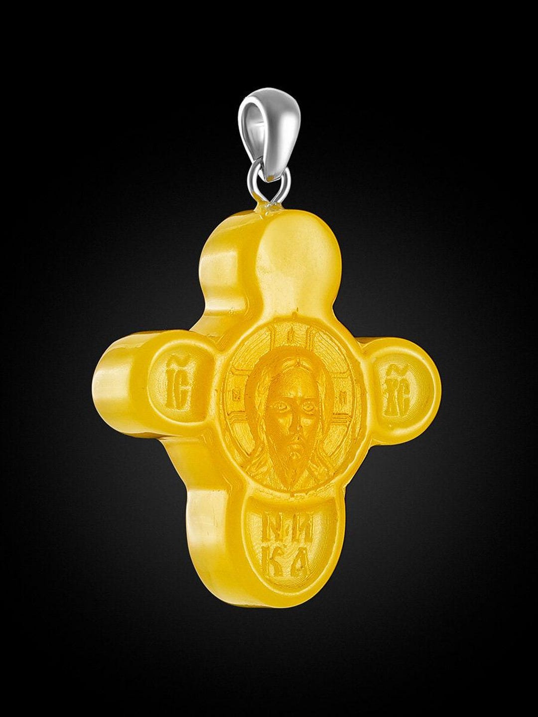 Large Cross Made of Natural Sparkling Honey-colored Amber|amber Carved ...