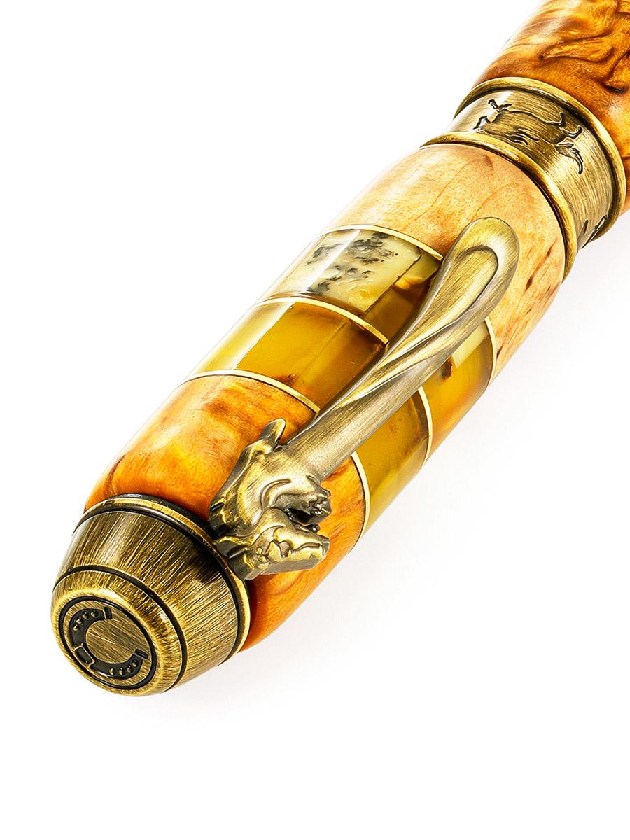 Original Pen Made of Natural Amber and Wood "mustang",amber Wood Birch ...