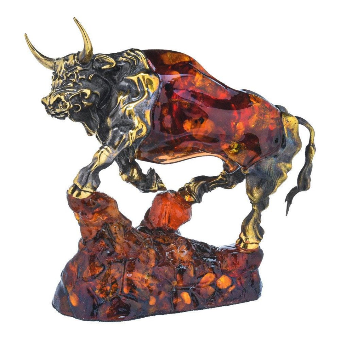 Sculpture of Amber and Bronze Bull,amber Souvenir Gift|amber Bull ...