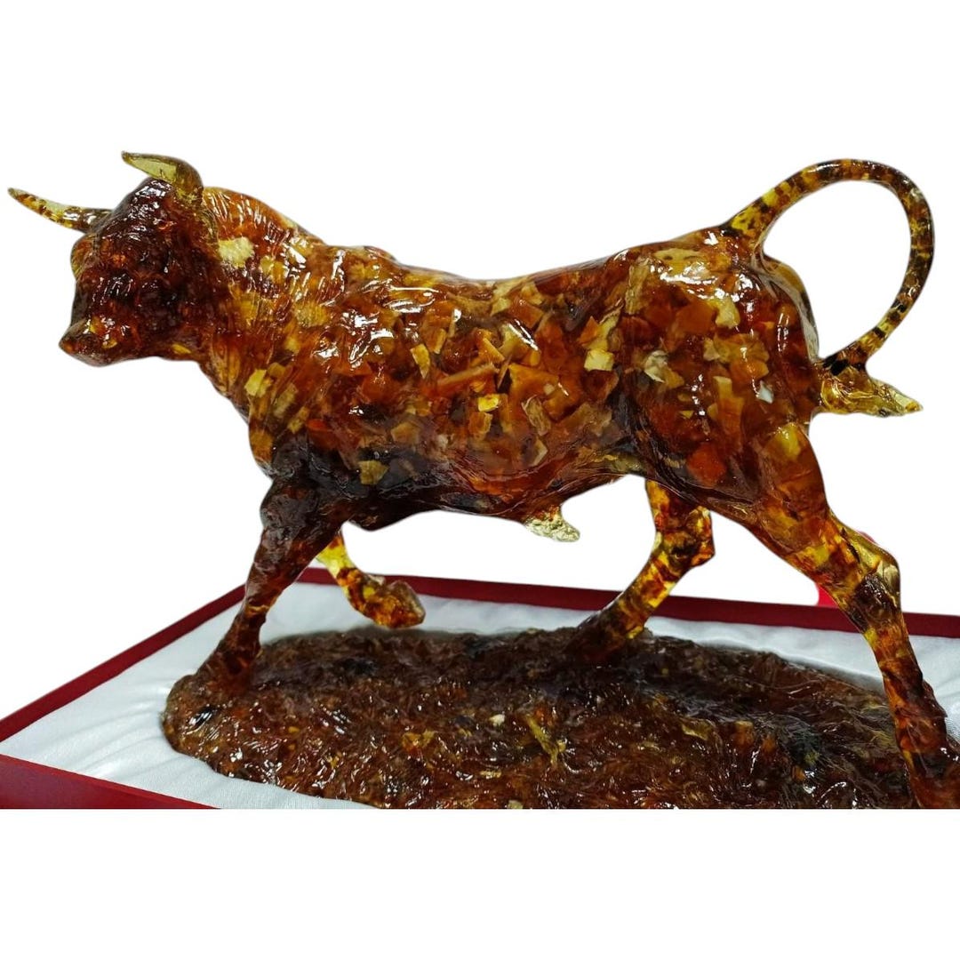 Amber Bull,handmade Amber Sculpture Bull,amber Souvenir Gift,amber Bull ...