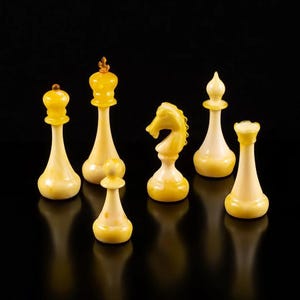 Classic Amber Chess Pieces in Cognac and White Colors,luxury Baltic ...