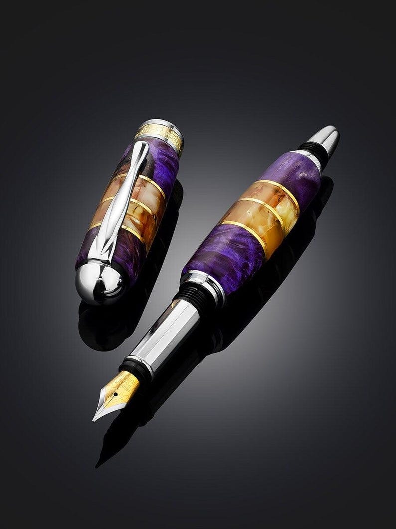 Exclusive Handmade Fountain Pen Made of Birch Wood With Tinting and ...