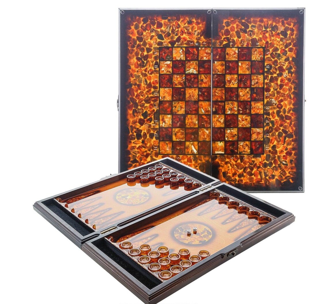 Amber Chessboard Checkers Backgammon Set|backgammon Chips With Board ...
