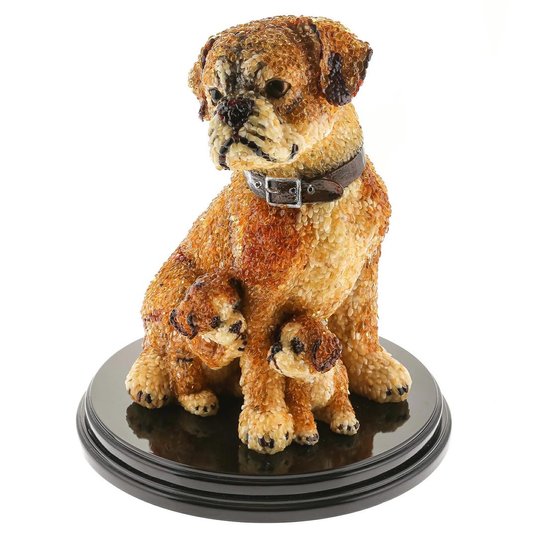 Amber Sculpture Dog With Puppies,home Decor,amber Souvenir Gift,amber ...