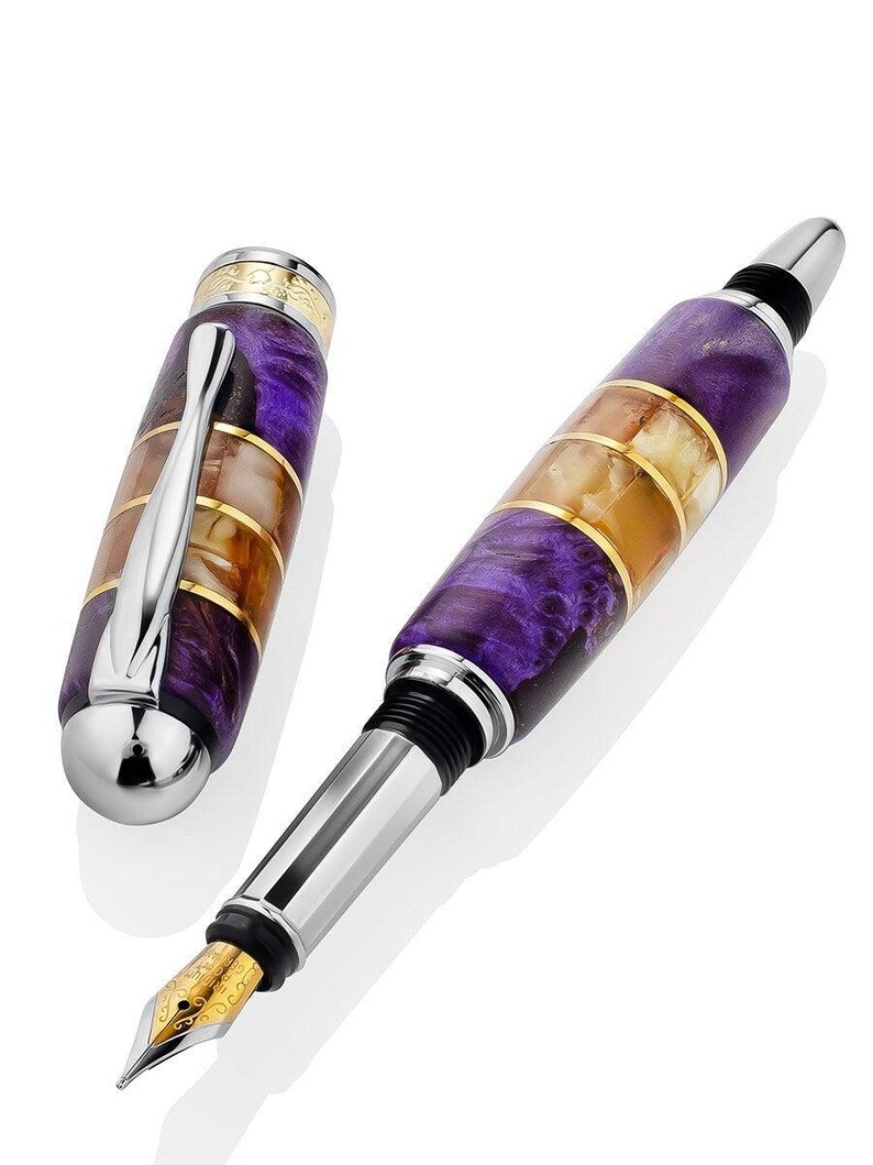 Exclusive Handmade Fountain Pen Made of Birch Wood With Tinting and ...