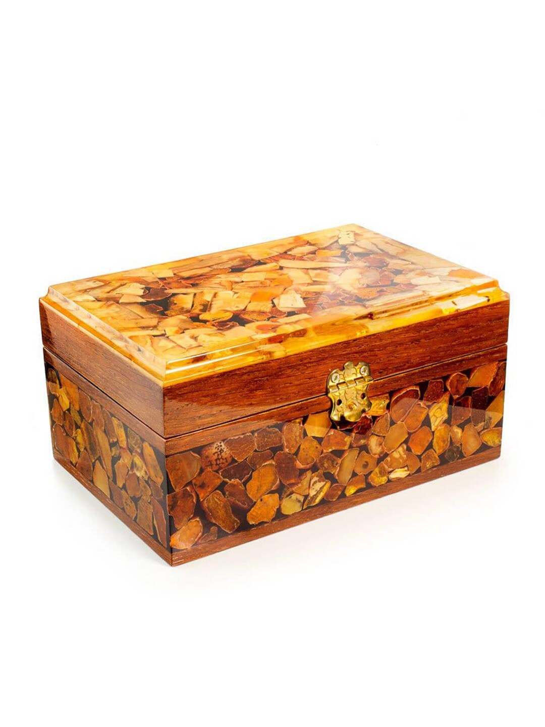 Large Box Made of Polished Wood Decorated With Mosaic Natural Baltic ...