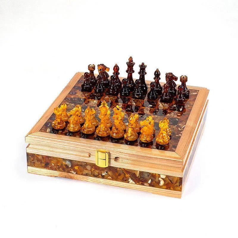 Handmade Chess Chest Made of Oak, Decorated With Natural Amber|chess ...