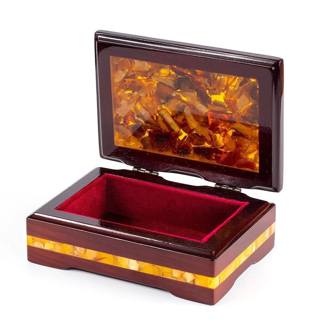 Luxury Desktop Jewelry Box Made of Lacquered Wood and Natural Amber ...