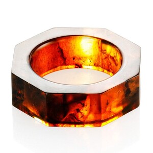 Handmade Unusual Ring Made of Natural Molded Baltic Amber Cognac Color ...