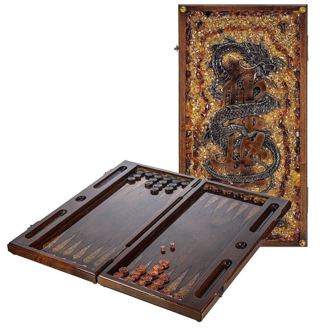 Wooden Luxury Backgammon Set With Natural Amber Dragons|amber ...
