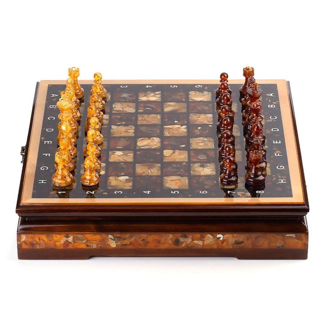 Amber Chess Set With Chess Pieces and Elegant Chessboard|chessboard ...