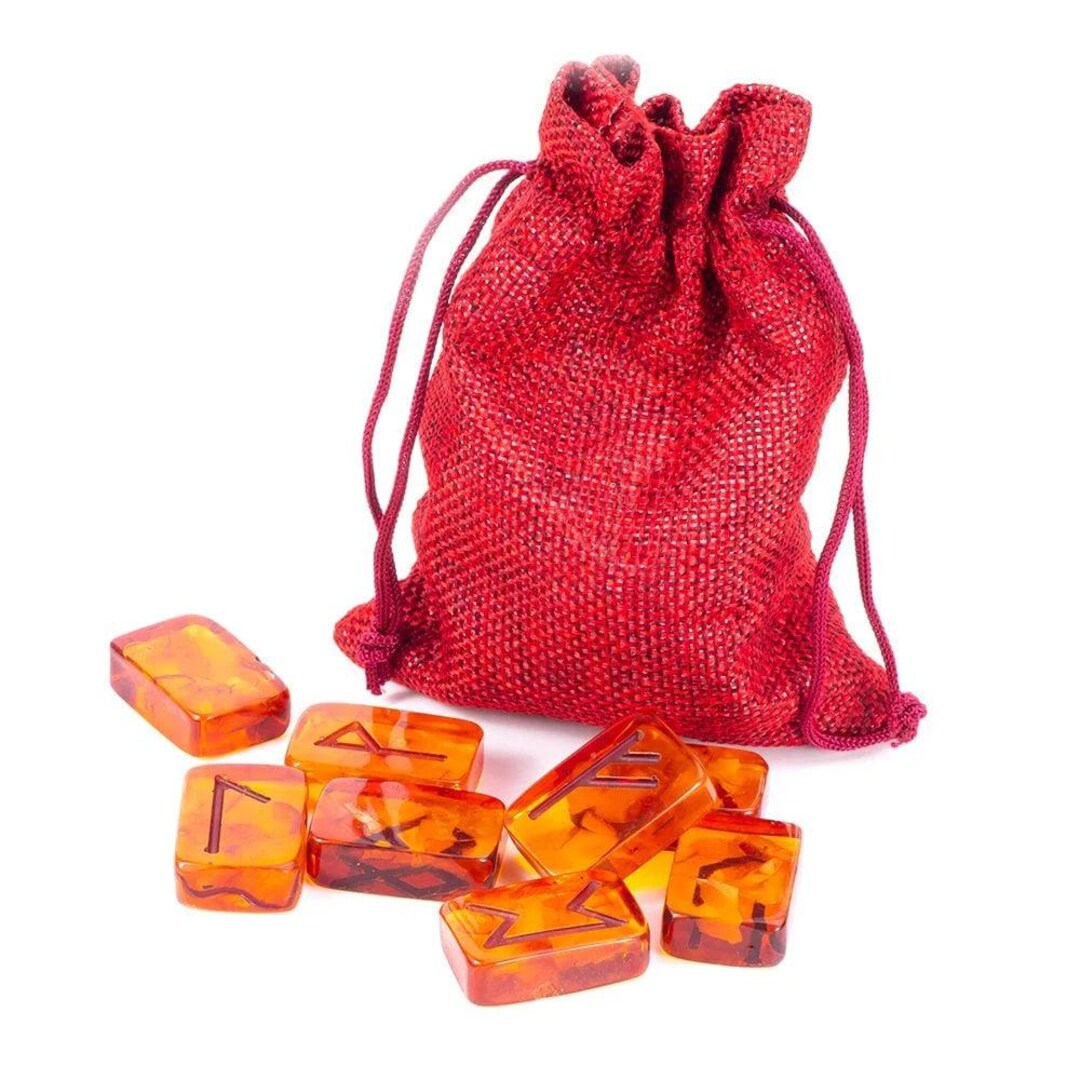 Magic Runes Made of Baltic Amber | Runes Set With Bag|scandinavian ...