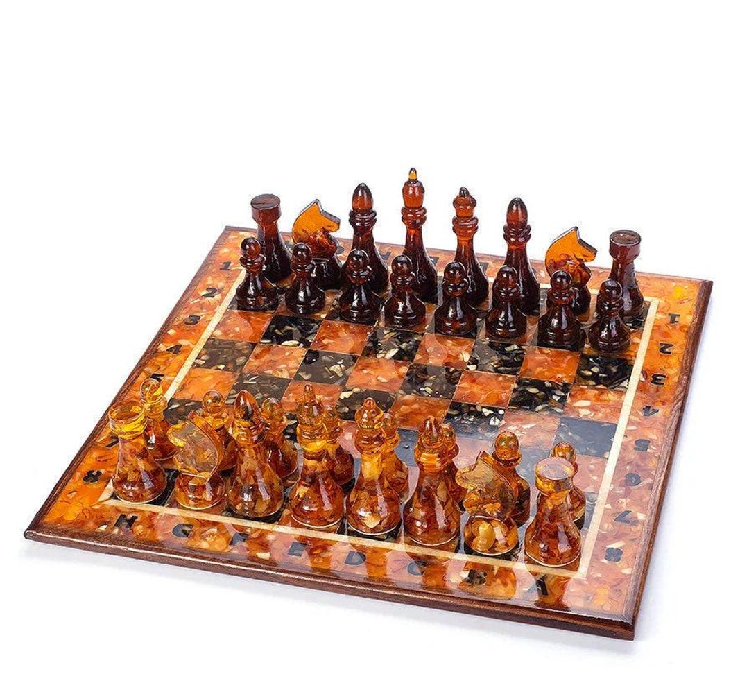 Luxury Large Chess Set With Amber Classic Chess Pieces|wooden Amber ...