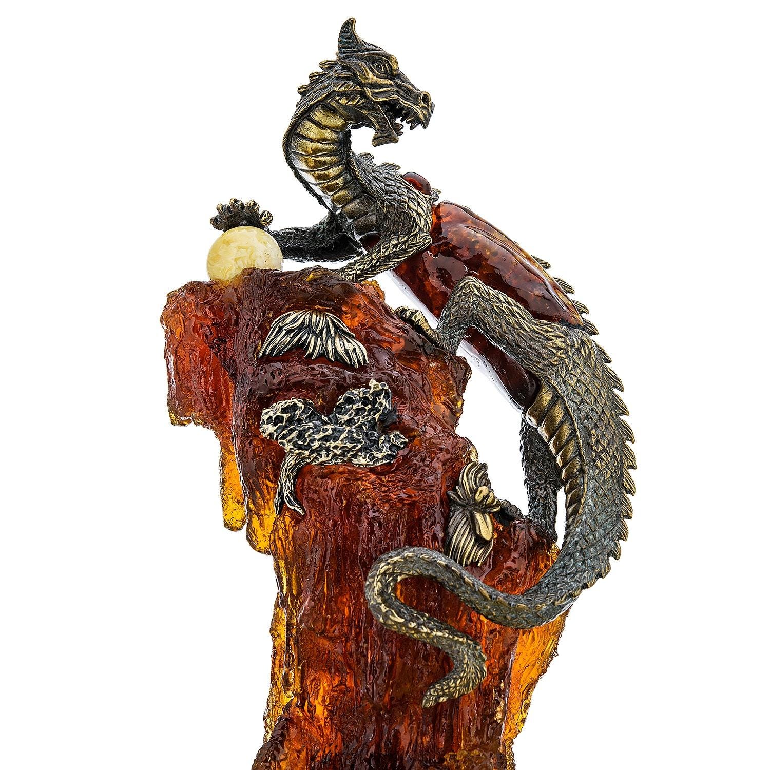 Bronze Amber Dragon Sculpture: Chinese New Year Gift - Etsy