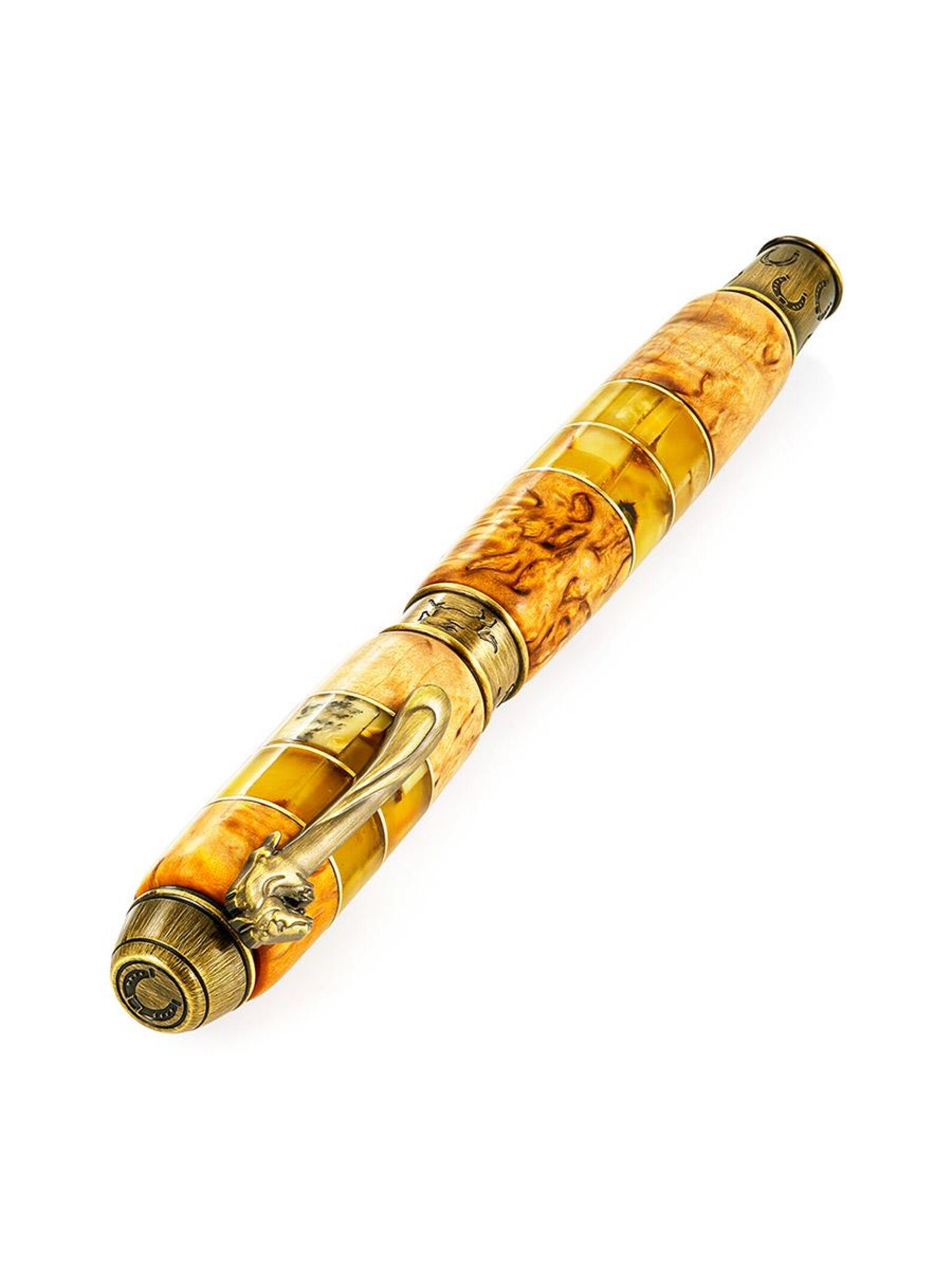 Original Pen Made of Natural Amber and Wood "mustang",amber Wood Birch ...