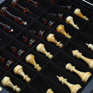 Large Chess With Amber Pieces Ice Battle,wooden Amber Chessboard,amber ...
