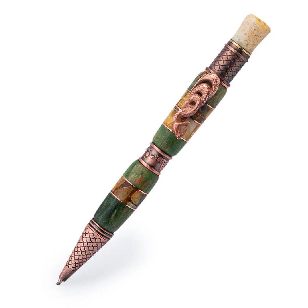 Roller Pen in a Karelian Birch and Amber Case With Curly Clip Snake ...