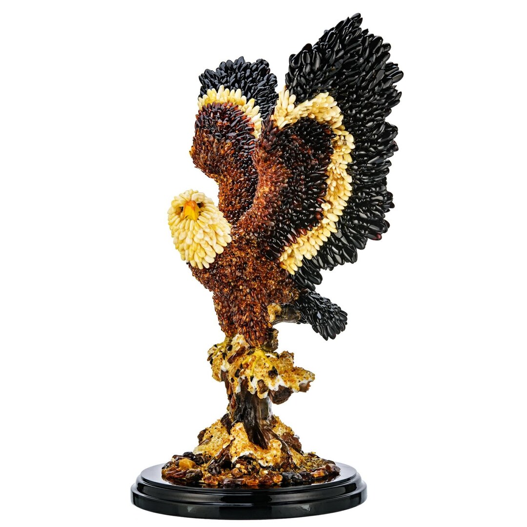 Handmade Statuette Amber Sculpture Eagle on a Branch,amber Souvenir ...