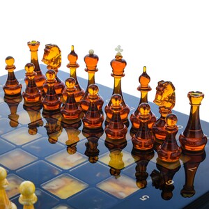 Large Chess With Amber Pieces Ice Battle,wooden Amber Chessboard,amber ...