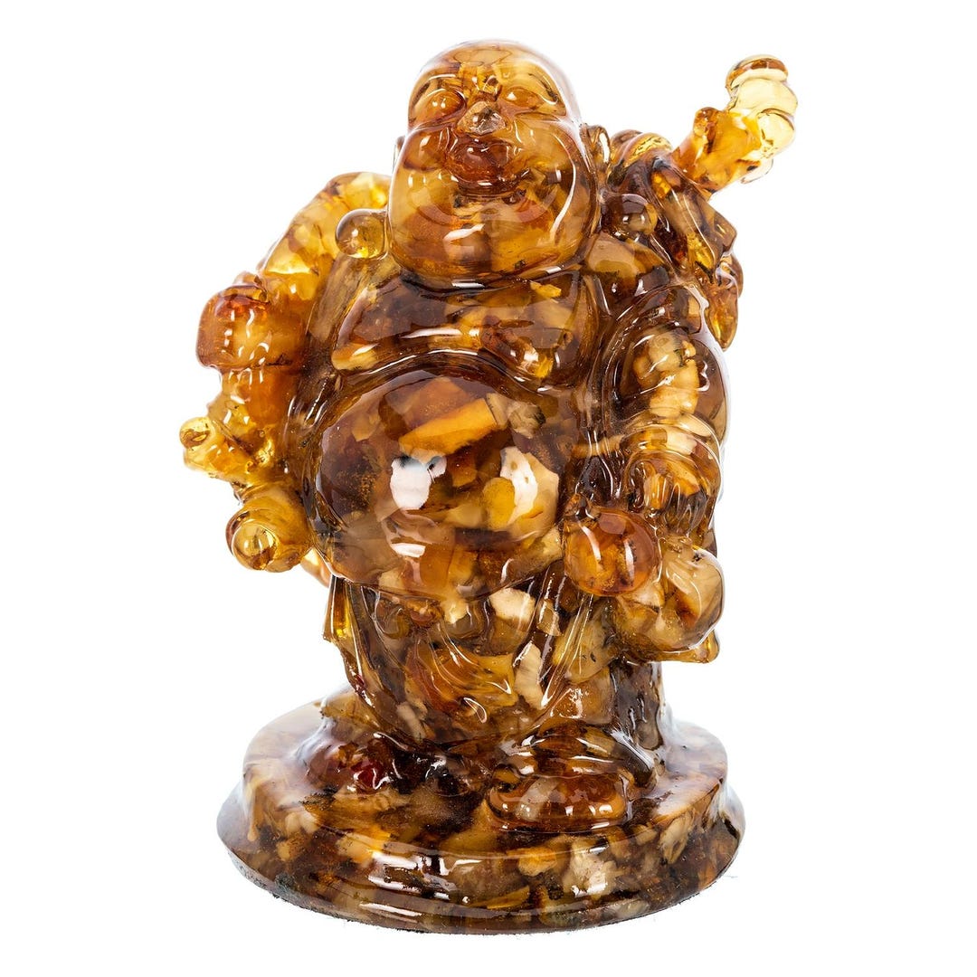 Handmade Amber Laughing Buddha Figurine: Home Decor Sculpture - Etsy