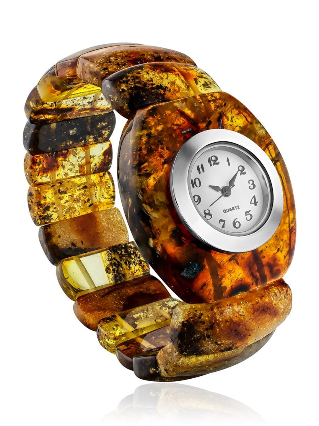 Women's Wristwatches Made of Natural Baltic Amber in Cognac Color ...