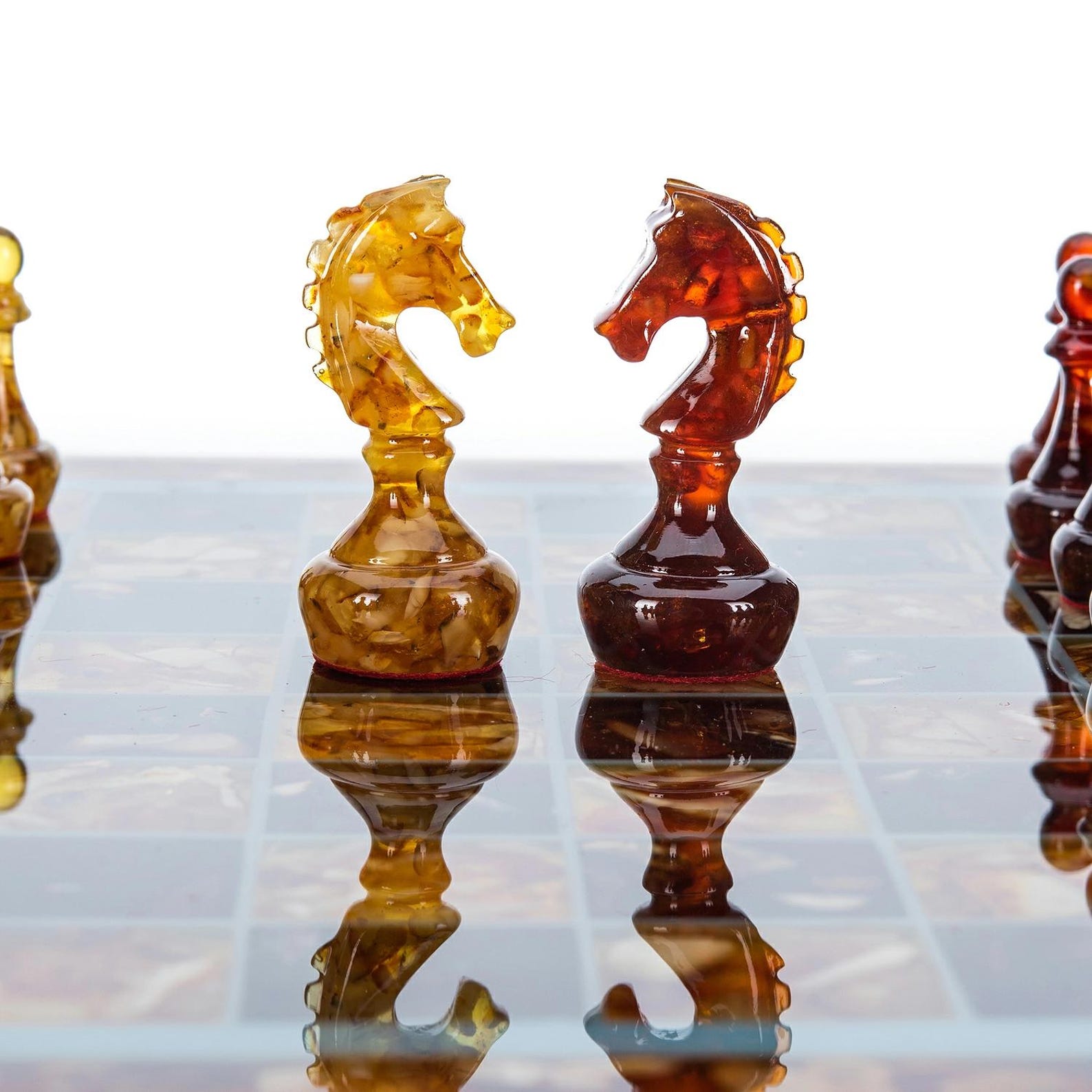 Handmade Chess Set With Amber Figures, Chessboard With Storage, Luxury ...