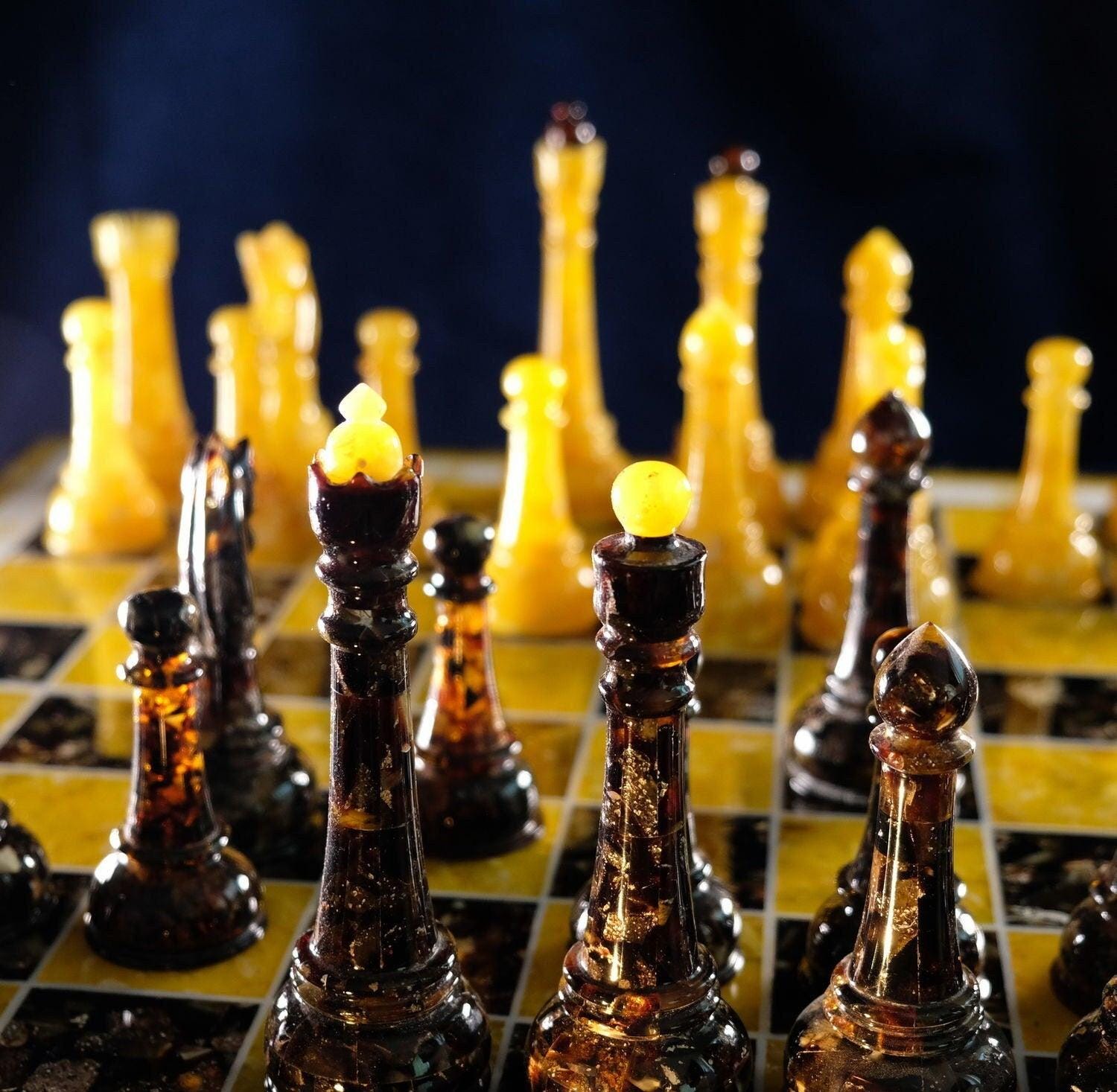 Luxury Baltic Amber Chess Set: Handmade Board Game, VIP Gift - Etsy