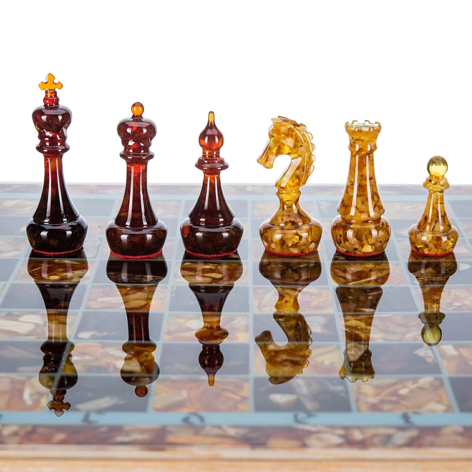 Handmade Chess Set With Amber Figures, Chessboard With Storage, Luxury ...