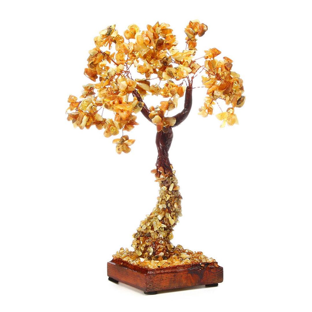 Double Money Tree With Natural Baltic Amber on a Stand Feng Shui Home ...