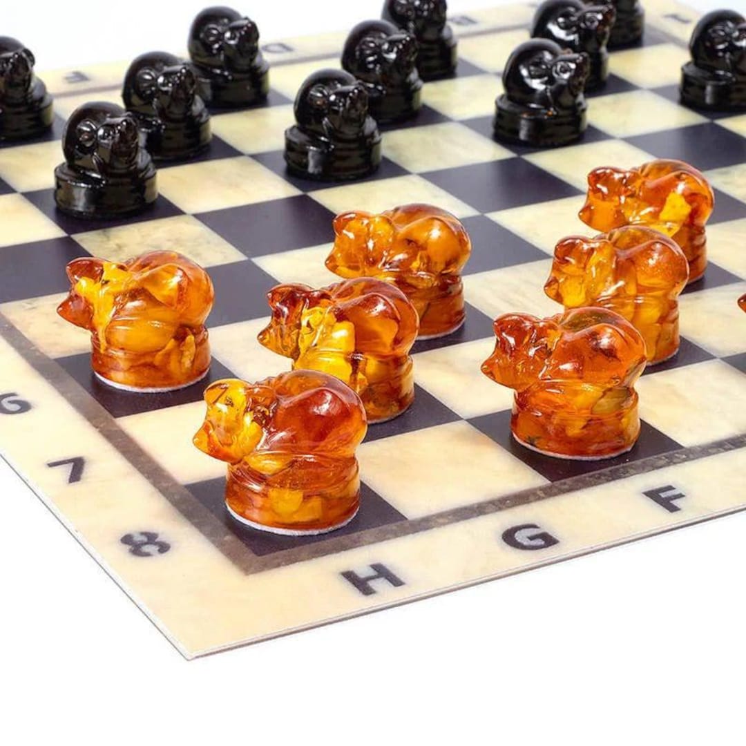 Handmade Amber Curly Checkers for Board Games Cat and Mouse |board Game ...