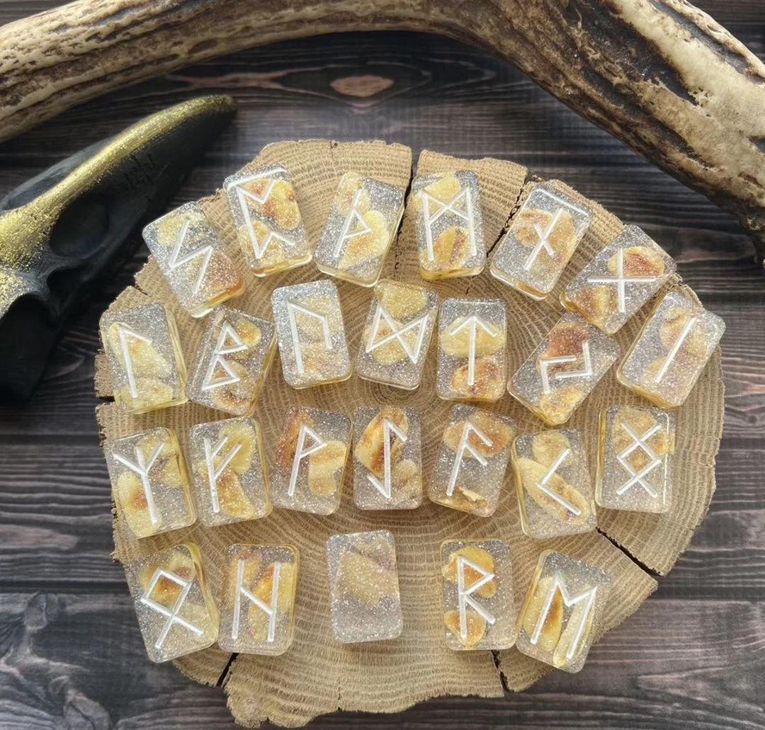 Amber Snowy Runes , Runes Set With Bag,scandinavian Runes,magical ...