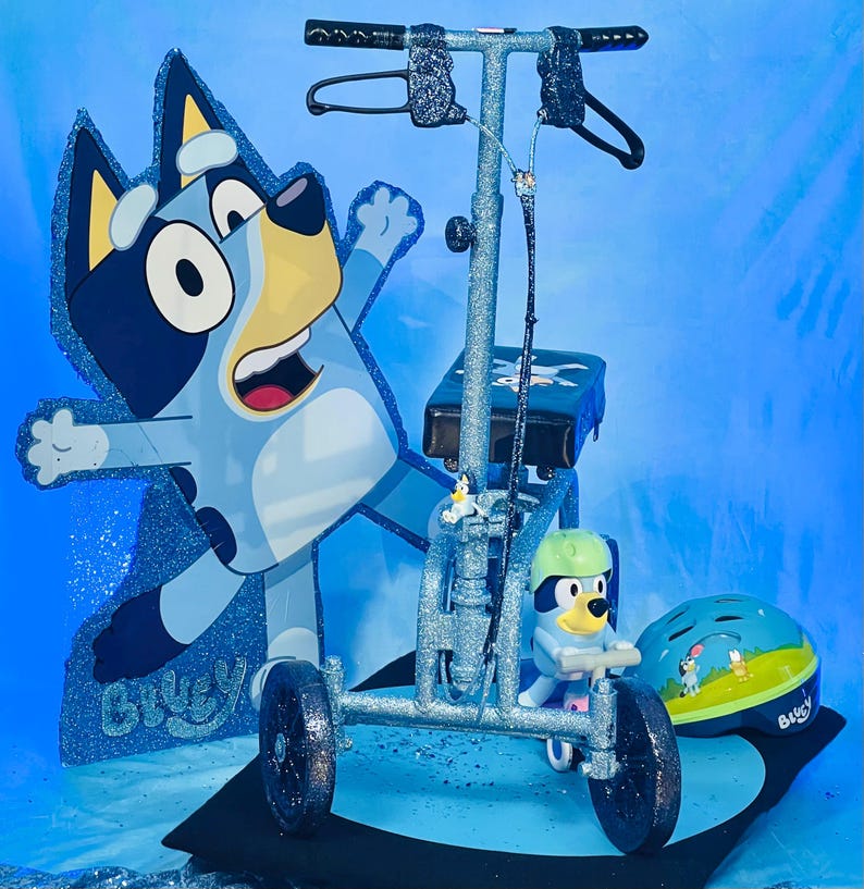 Bluey-inspired One-knee Scooter With Glitter, Inspirational Messages ...