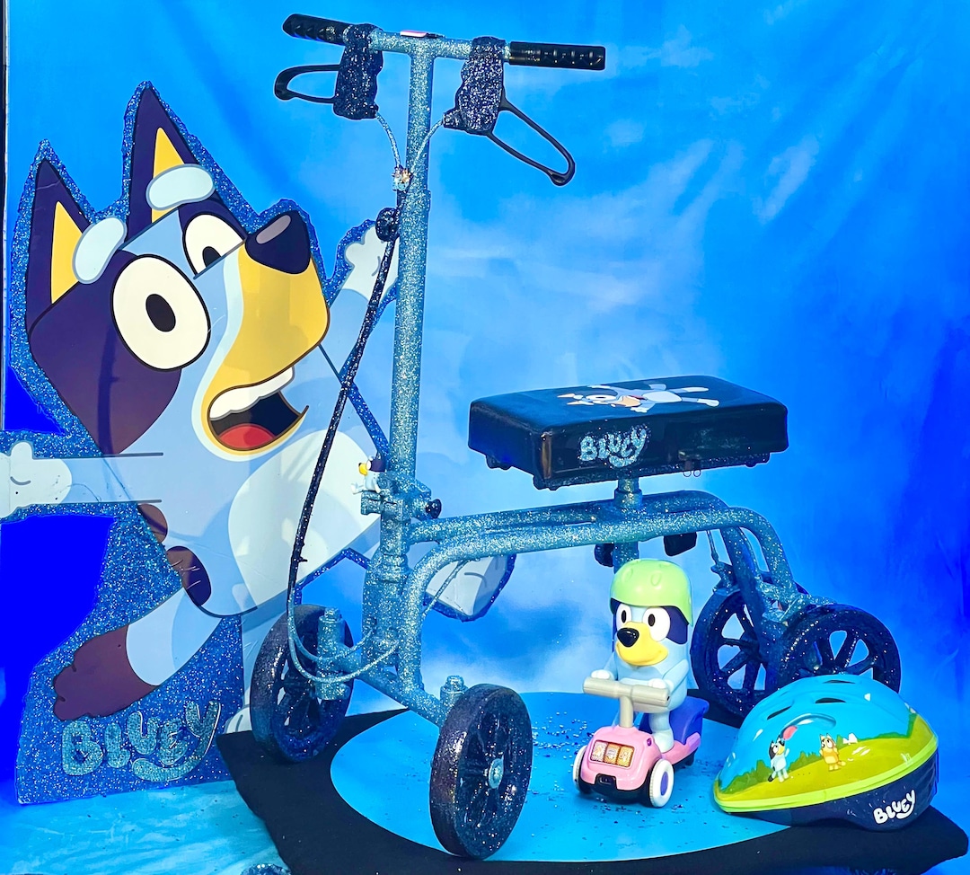 Bluey-inspired One-knee Scooter With Glitter, Inspirational Messages ...