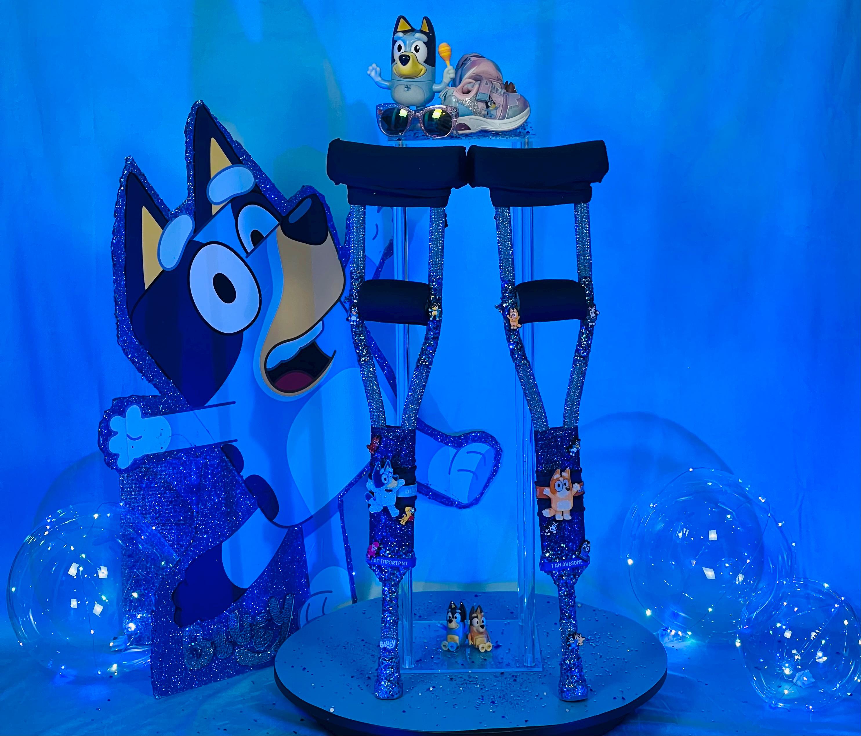 Bluey-inspired Custom Crutches With Light-up Figurines, Sparkling ...