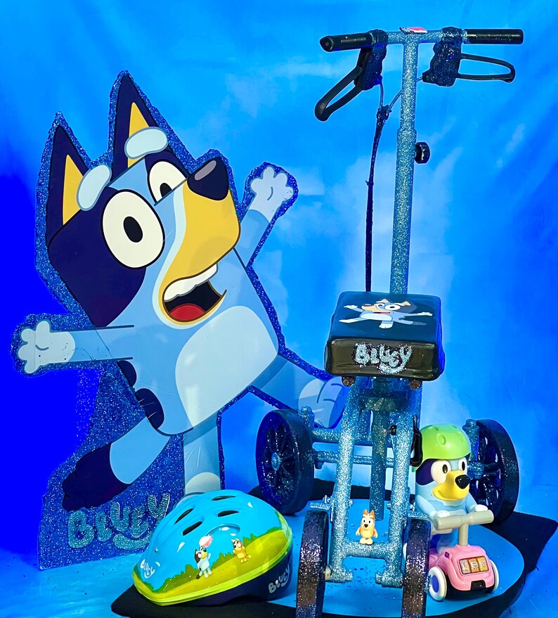 Bluey-inspired One-knee Scooter With Glitter, Inspirational Messages ...
