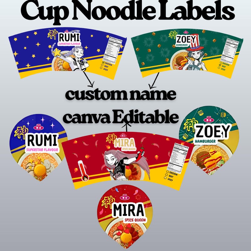 Kpop demon hunters ramen labels - Etsy België