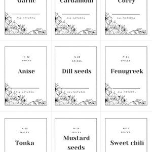 Spice Jar Labels Template, Modern Minimalist Spice Jar Label, Spice Jar ...