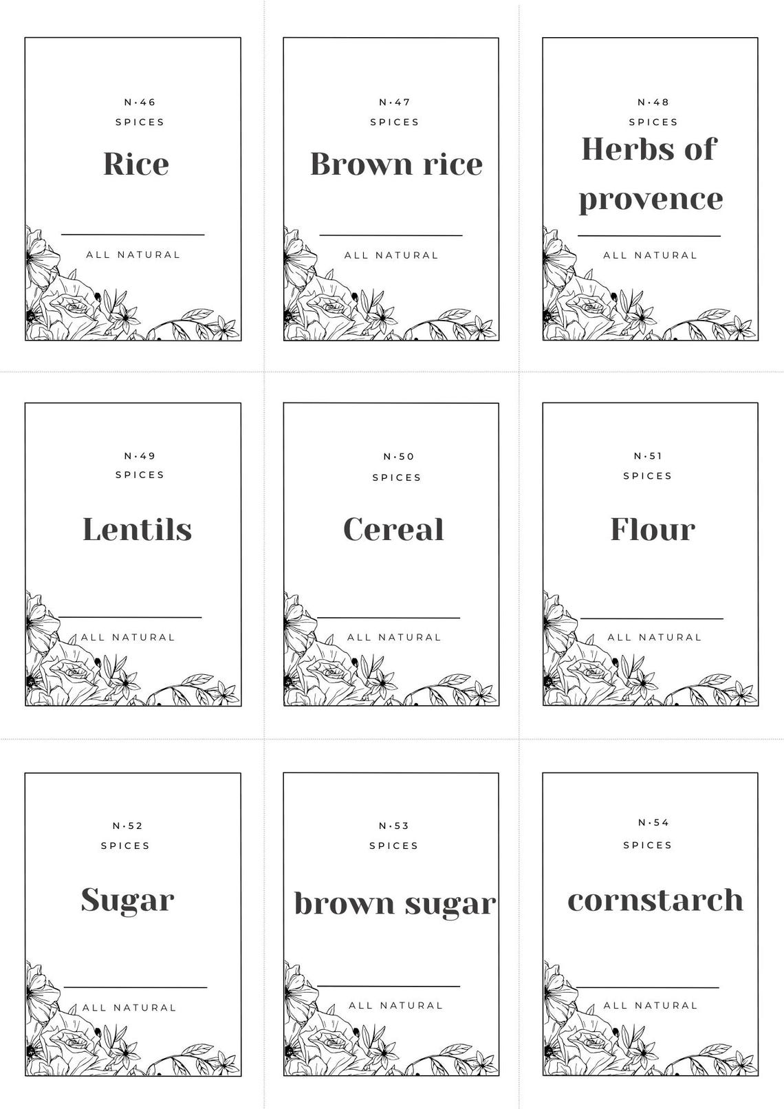 Spice Jar Labels Template, Modern Minimalist Spice Jar Label, Spice Jar ...