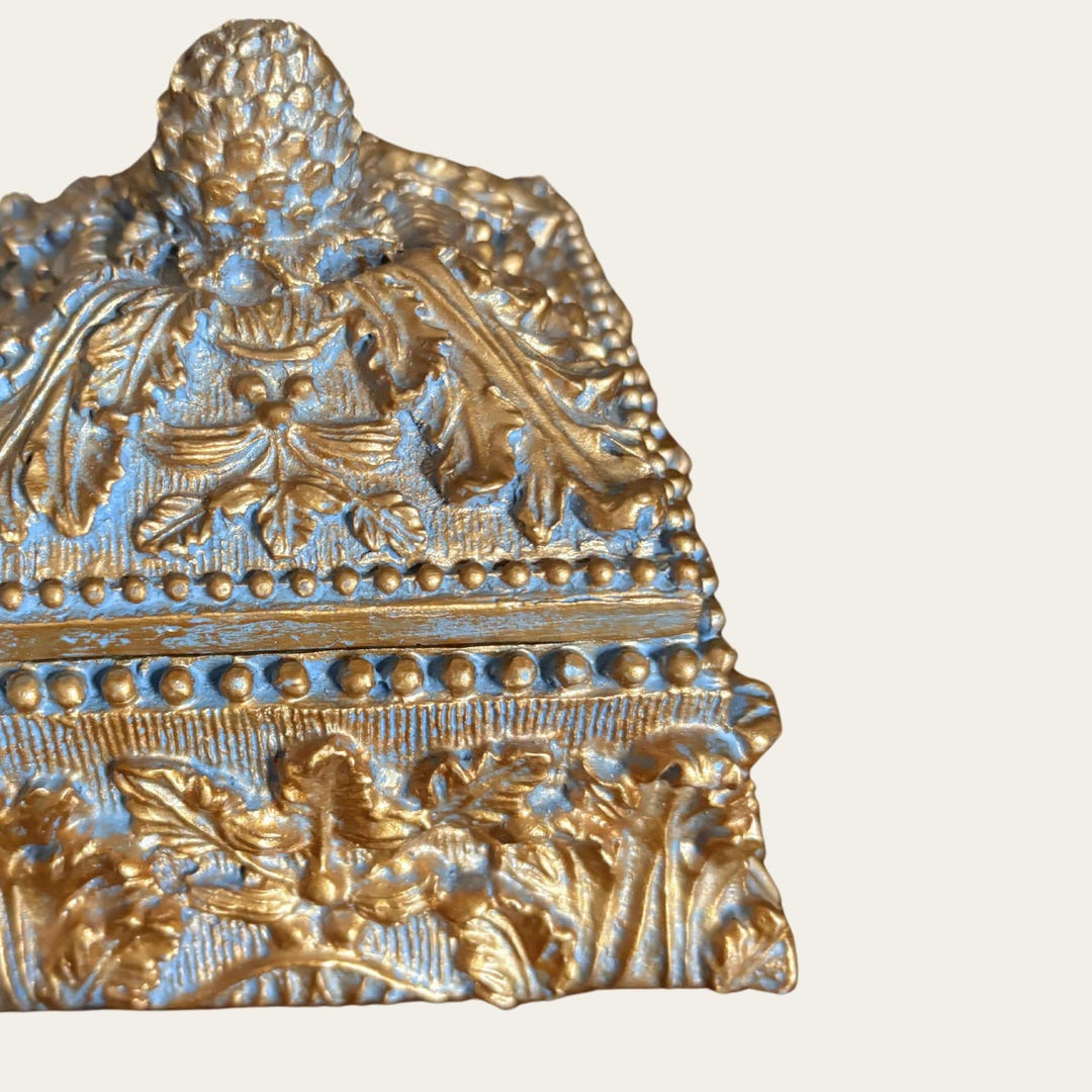 Heavily Gilded Gold Box With Lid and Cone Detail - Etsy