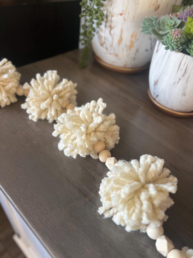 Snowball Beaded Yarn Garland by Themozycorner - Etsy