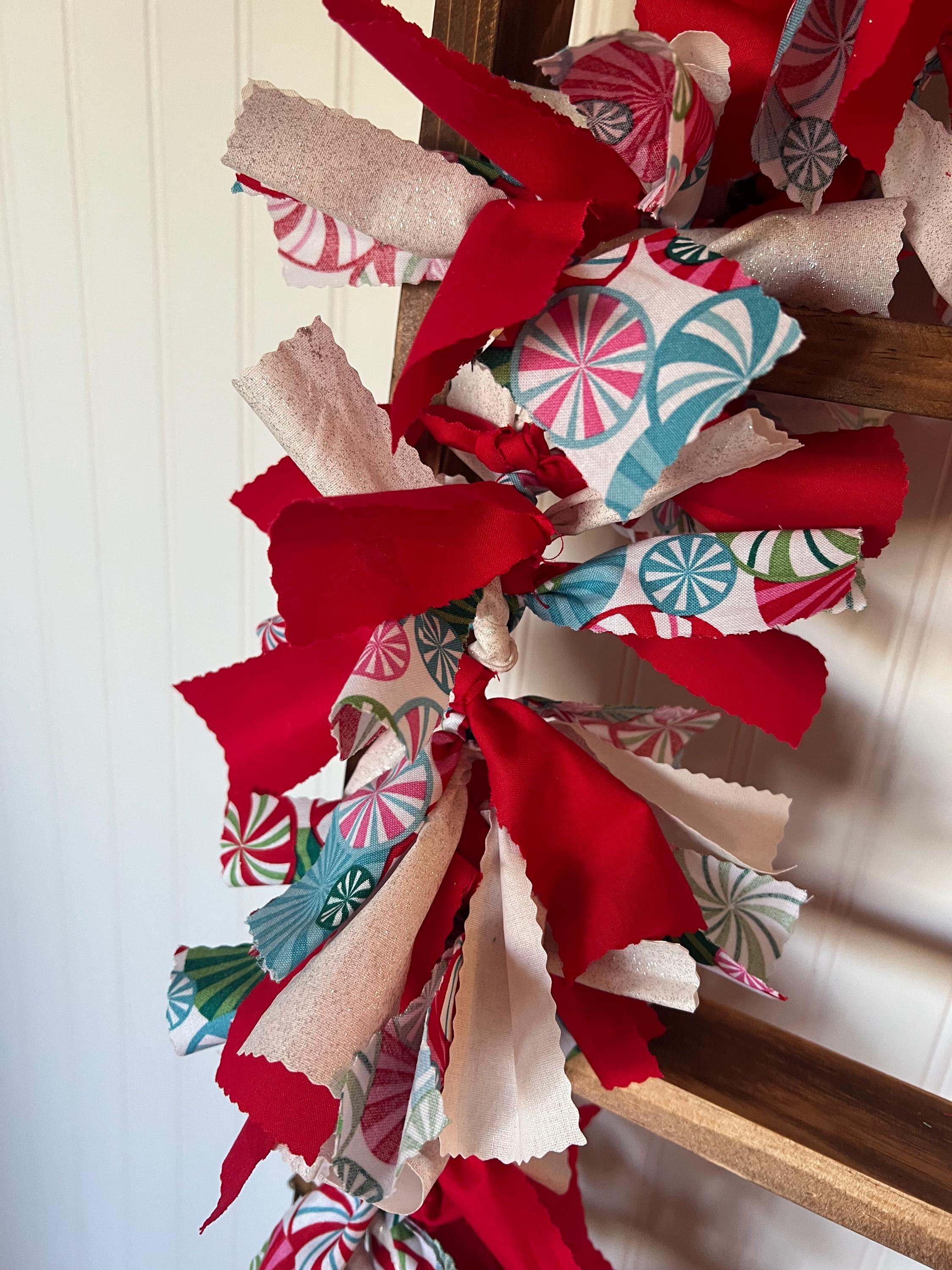Christmas Candy Rag Garland by Themozycorner • Handtied Fabric Garland ...