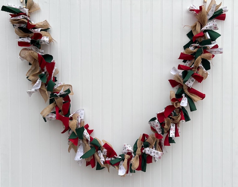 Christmas Snowflake Rag Garland by Themozycorner • Hand Tied Burlap ...