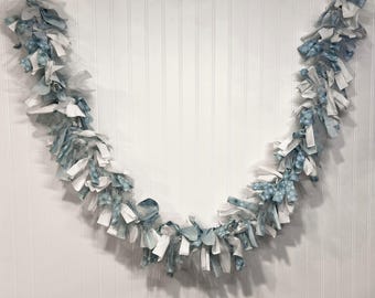 Navy Blue Snowflake Rag Garland by Themozycorner • White Lace Garland ...